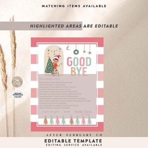 EDITABLE Girl Elf Good Bye for Now Bye Letter Modern Muted Pink Boho ...