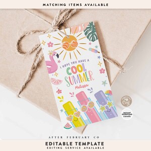 Editable Ice Pop Have a Cool Summer Teacher Student Preschool Classmate ...