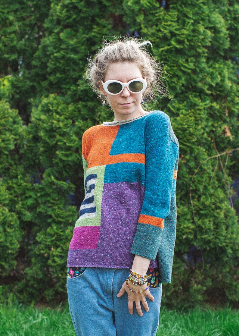 Colorblock Sweater / Women Sweater / Wool Sweater / Patchwork | Etsy