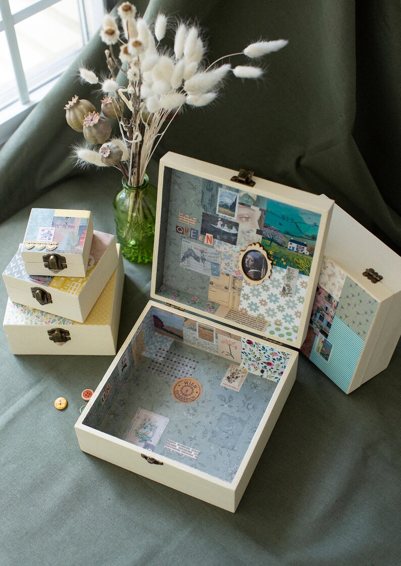 Decoupage Boxes / Wooden Box / Jewelry Box / Cosmetics Box / - Etsy