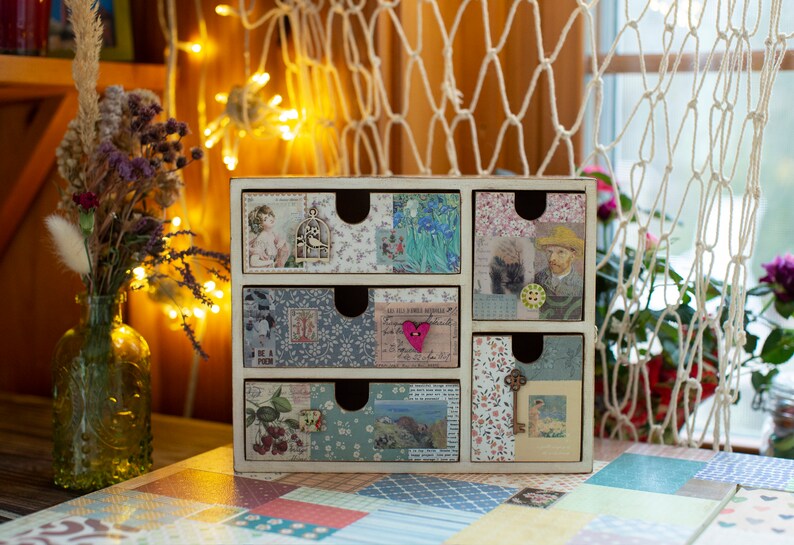 Multi Purpose Desktop Organizer / Decoupage Organizer / - Etsy