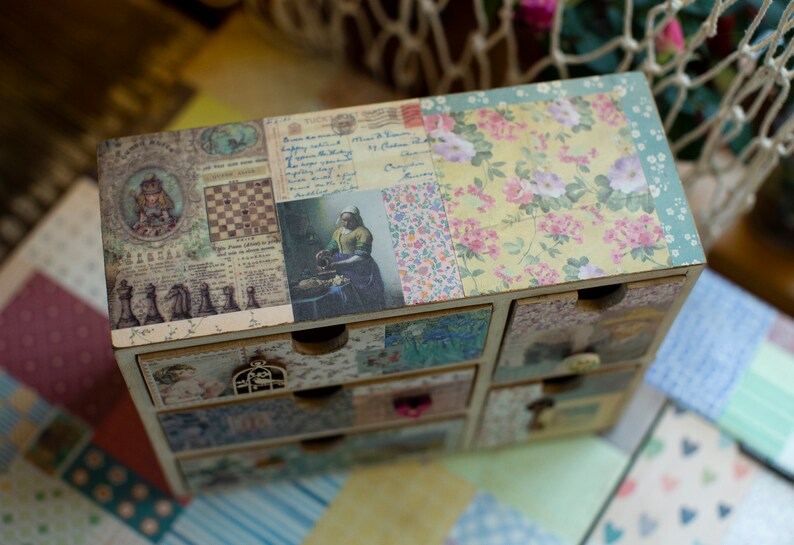 Multi Purpose Desktop Organizer / Decoupage Organizer / - Etsy