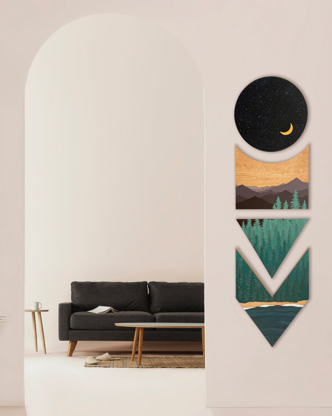 Stacked Landscape Shapes Wall Art | Geometric Art | Wood Wall Decor - Etsy