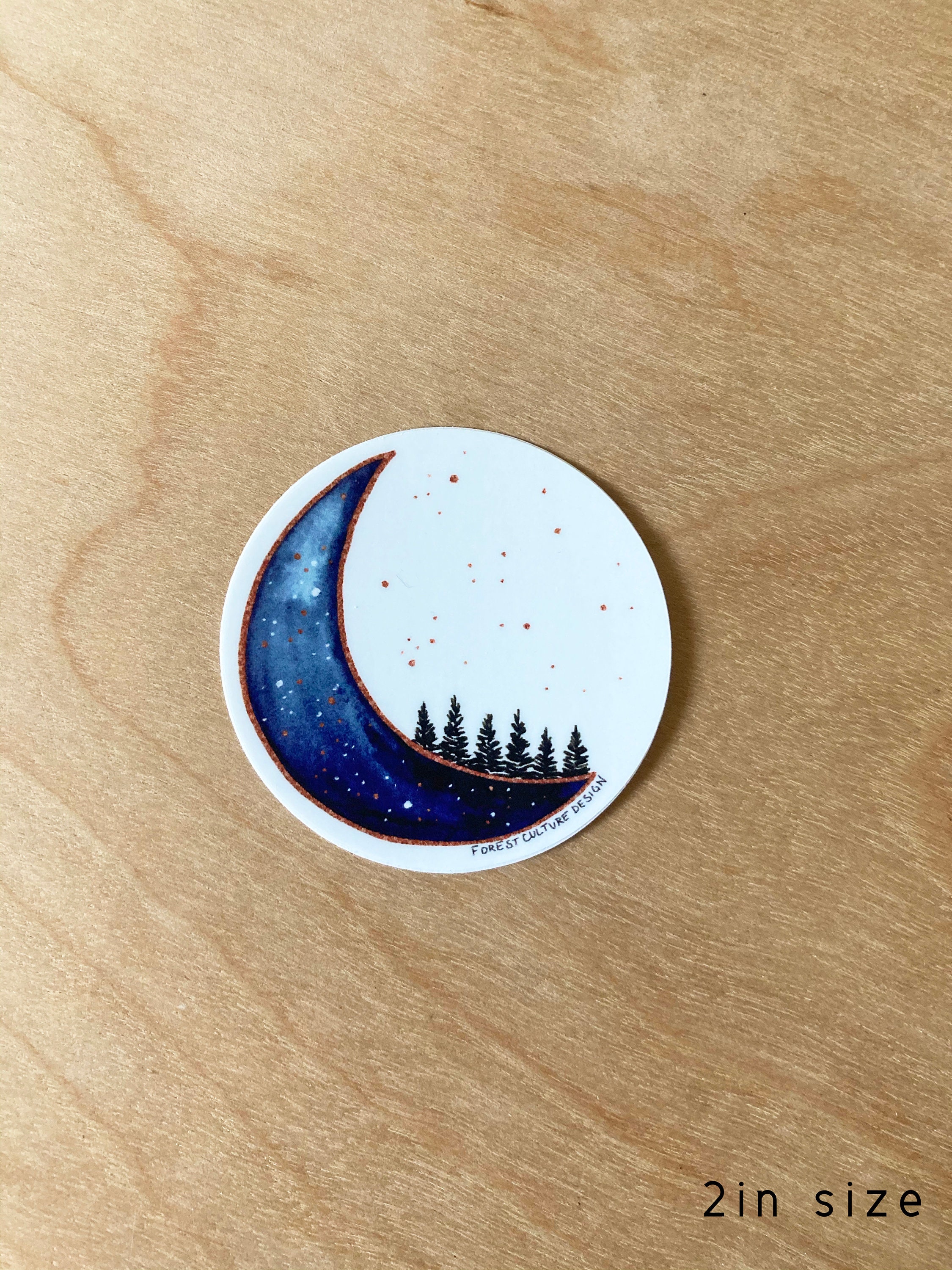 Crescent Moon Circle Stickers | Etsy