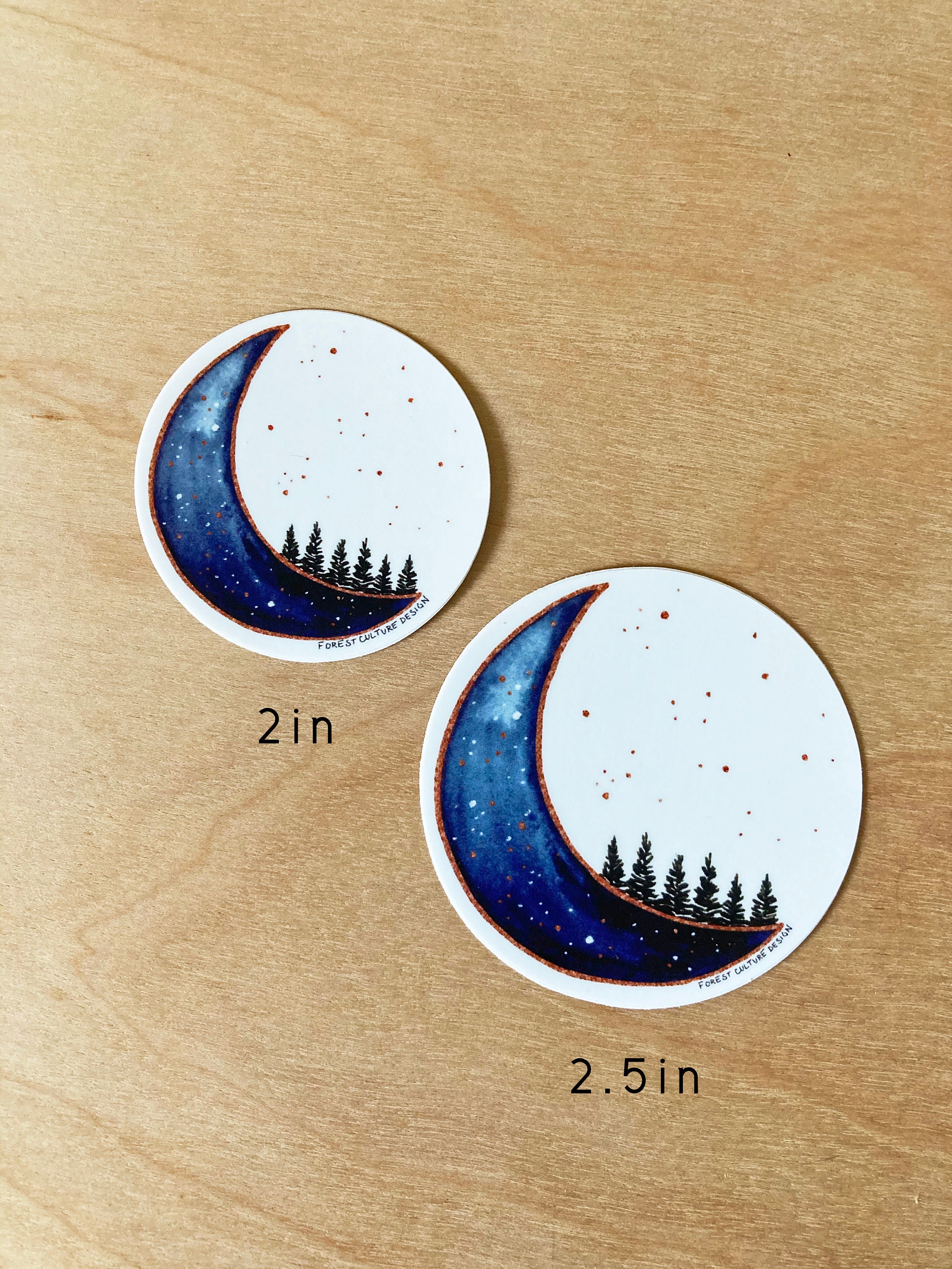 Crescent Moon Circle Stickers | Etsy