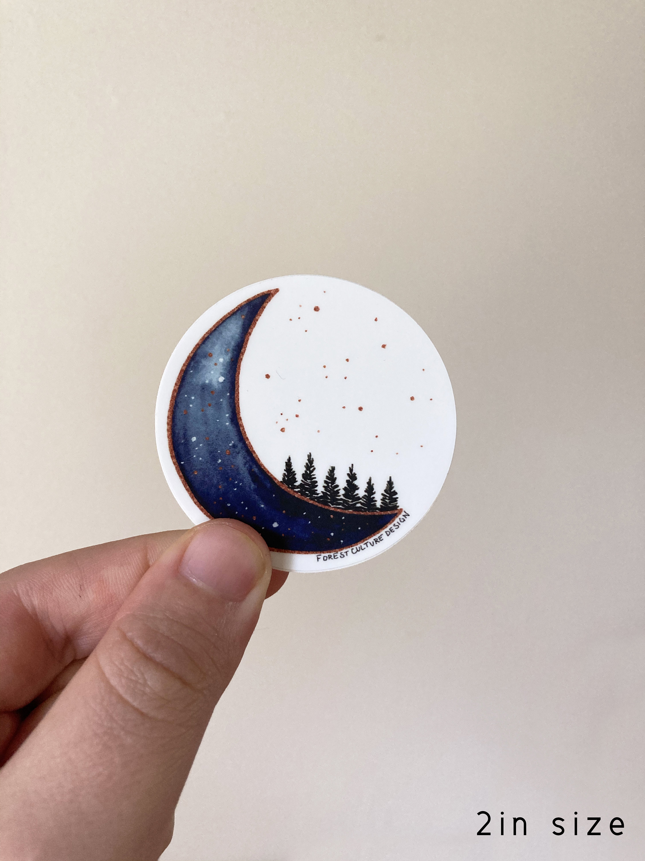 Crescent Moon Circle Stickers | Etsy