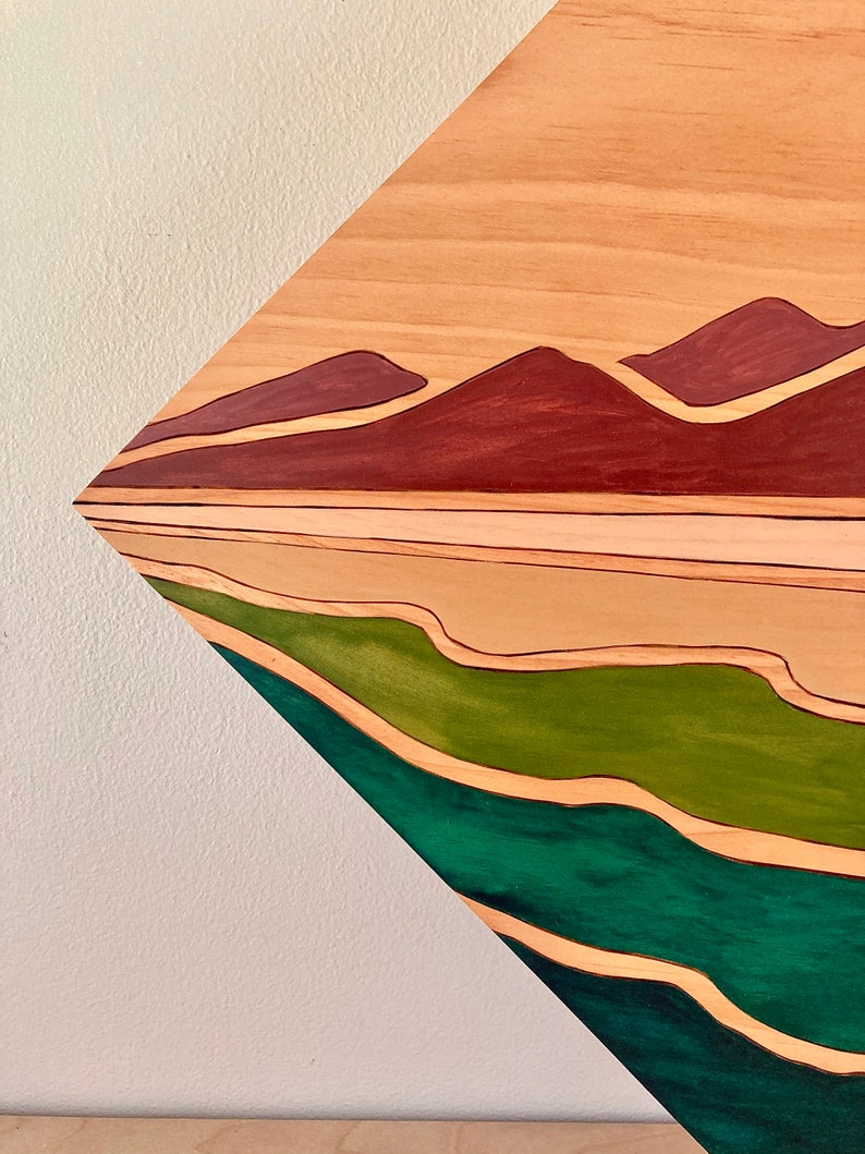 Geometric Land Sea Diamond Abstract Landscape Wall Art | Etsy