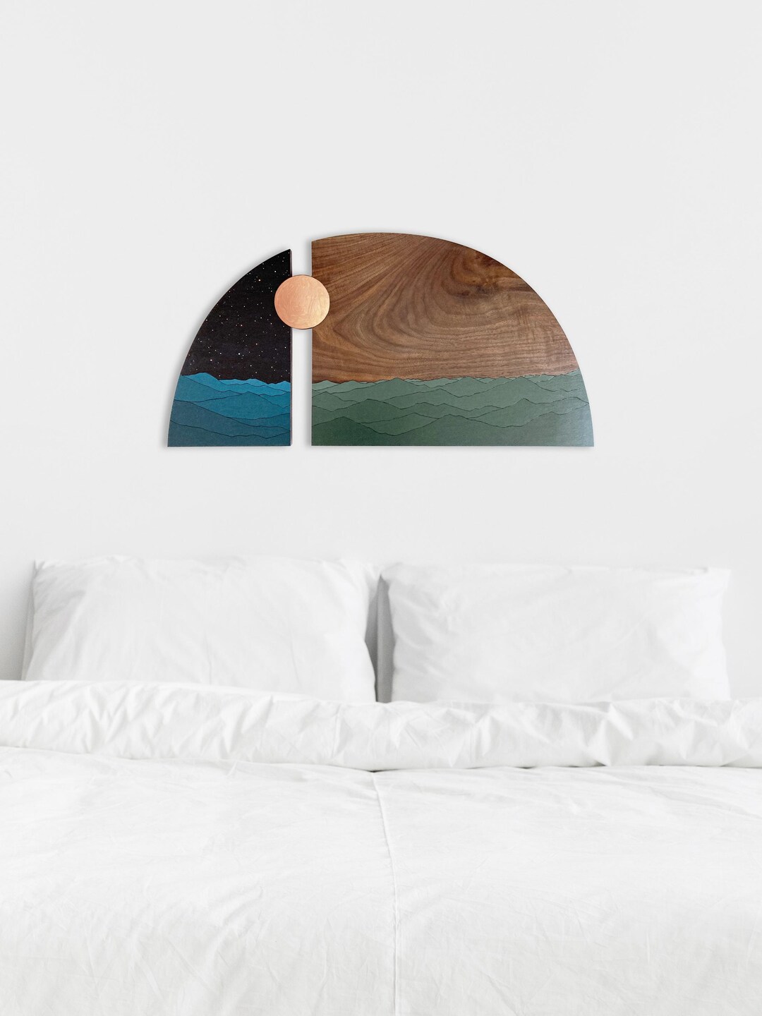 Walnut Split Arch Night | Day Mountains Wall Art - Etsy