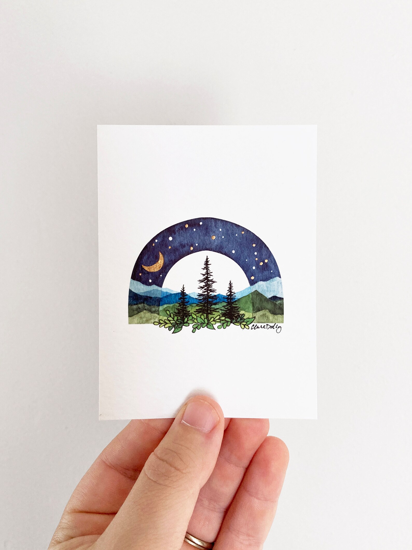 Night/day Semi-circle - Mini Print With Copper Detail - Etsy