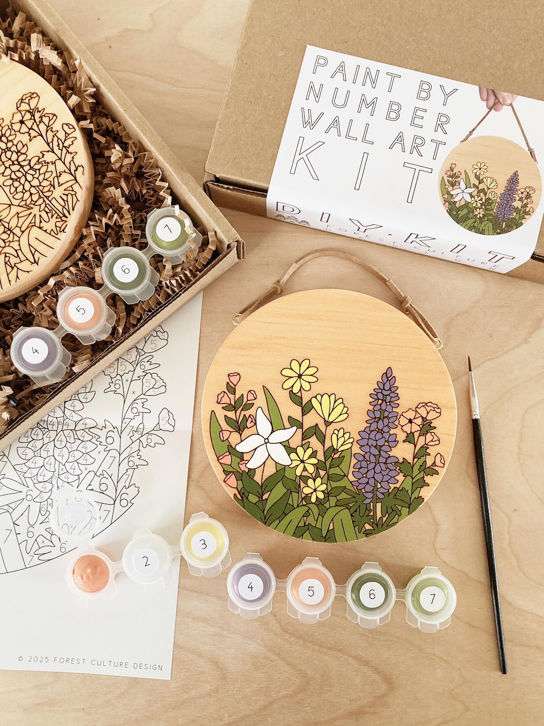 Spring Flowers Paint by Number Kit | DIY Craft Kit for Adults | Wood ...