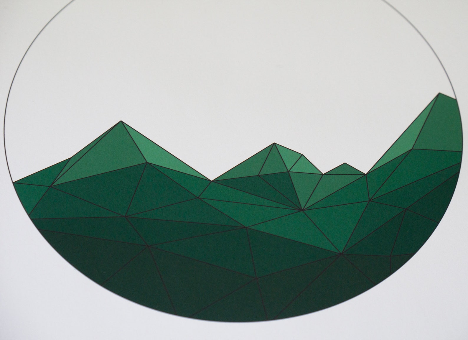 Green Geometric Mountain Art Print Mountain Print Decor | Etsy