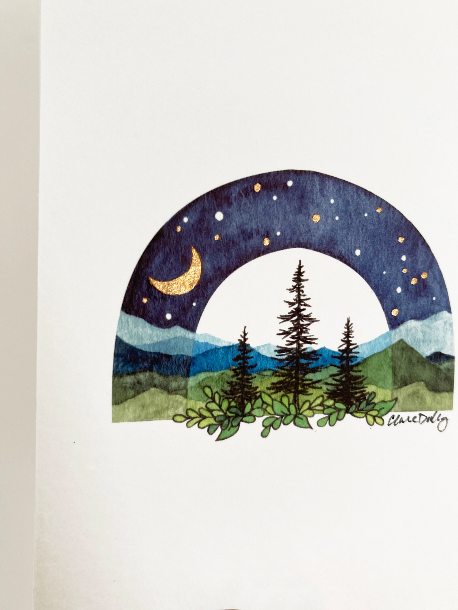 Night/day Semi-circle - Mini Print With Copper Detail - Etsy