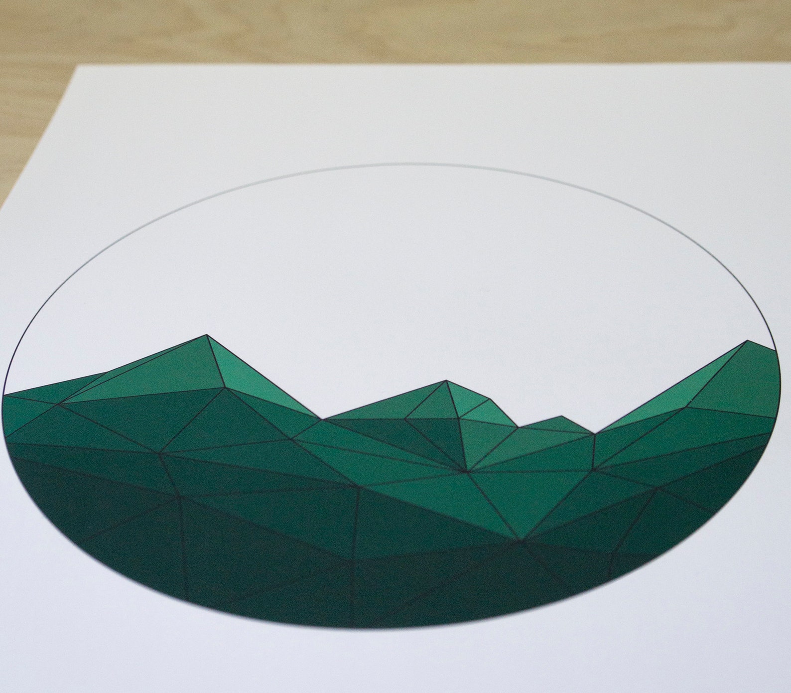 Green Geometric Mountain Art Print Mountain Print Decor | Etsy