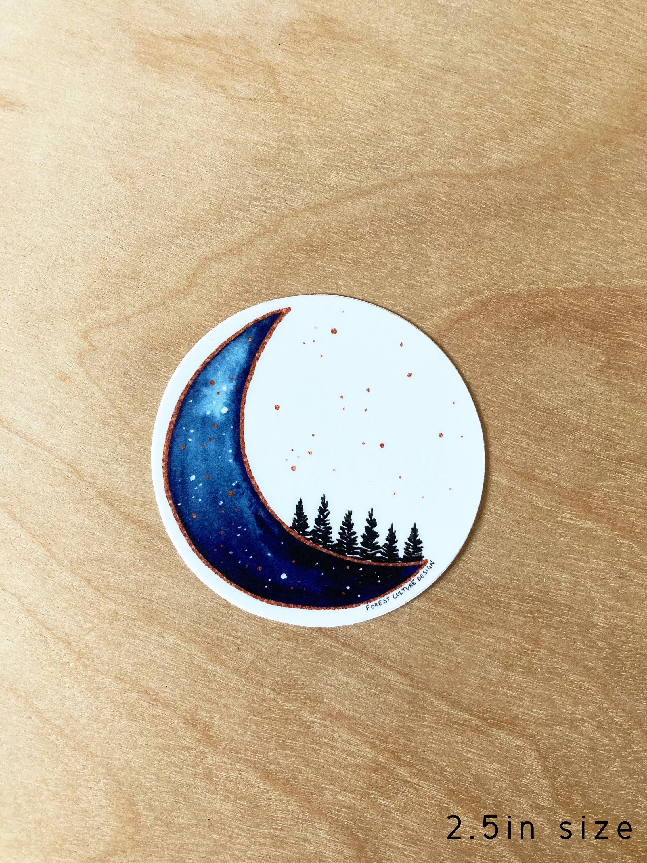 Crescent Moon Circle Stickers | Etsy