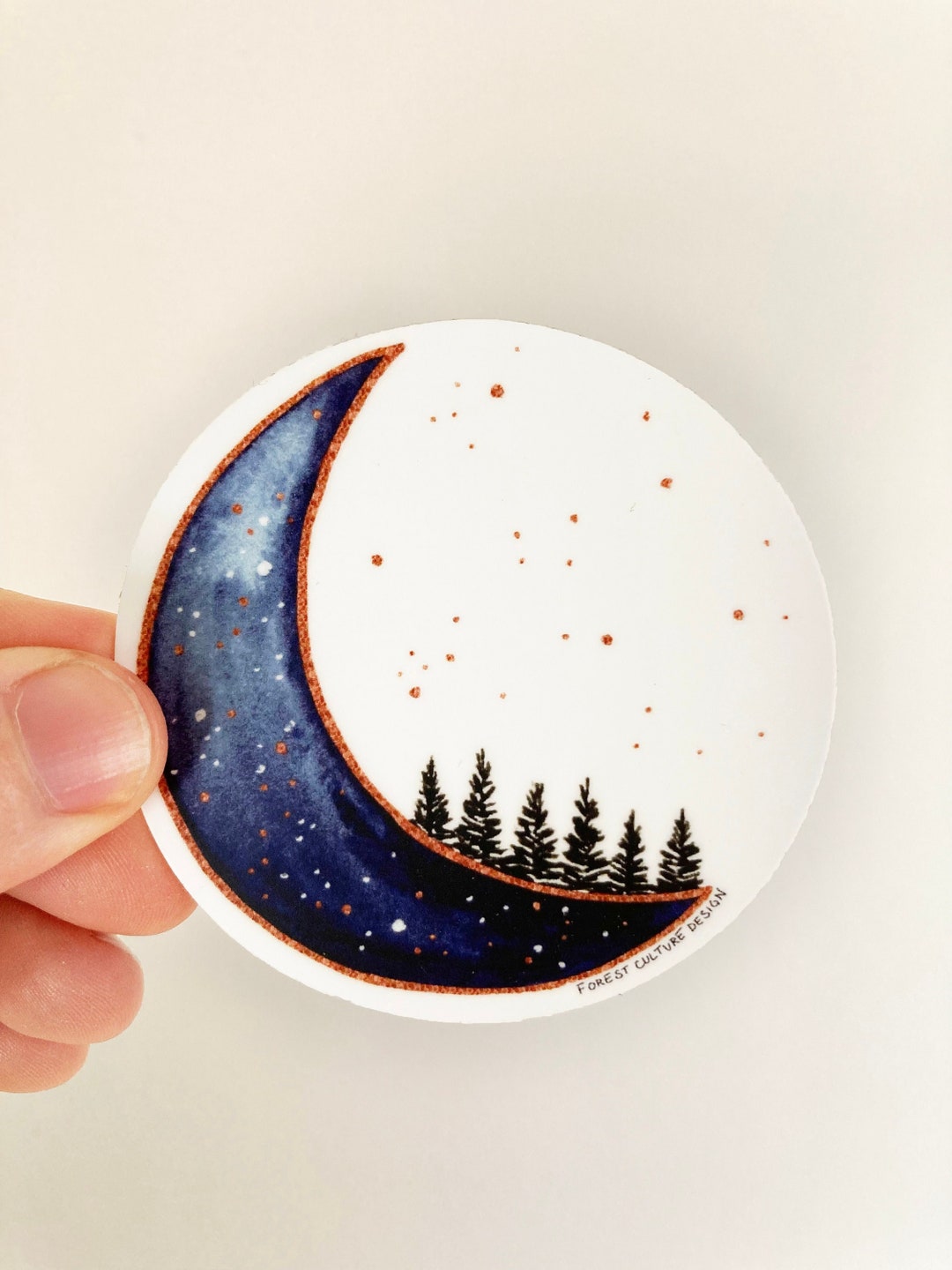 Crescent Moon Circle Stickers - Etsy