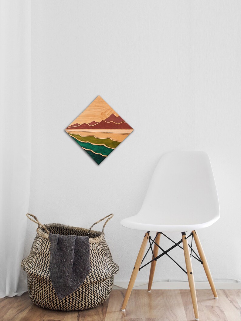 Geometric Land Sea Diamond Abstract Landscape Wall Art | Etsy