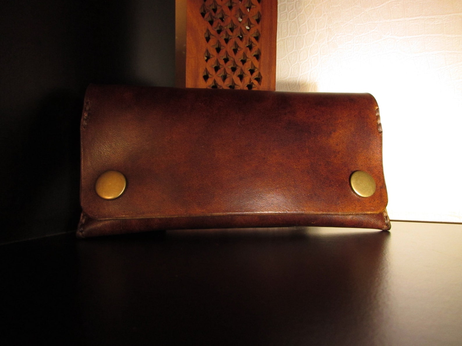 Blague a tabac en cuir marron vintage | Etsy France