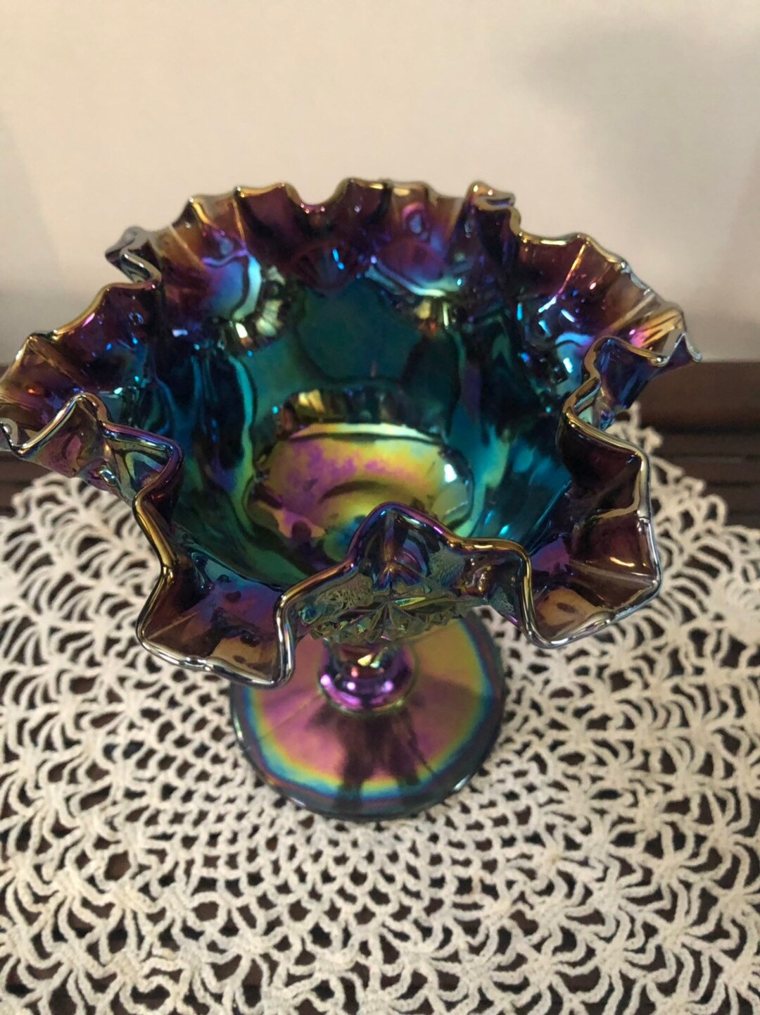 Fenton Double Crimped Compote - Etsy