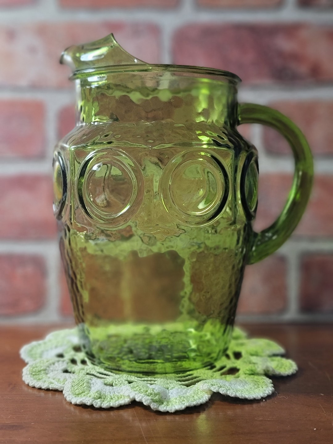 Vintage Anchor Hocking Heritage Hill Bullseye Pitcher - Etsy