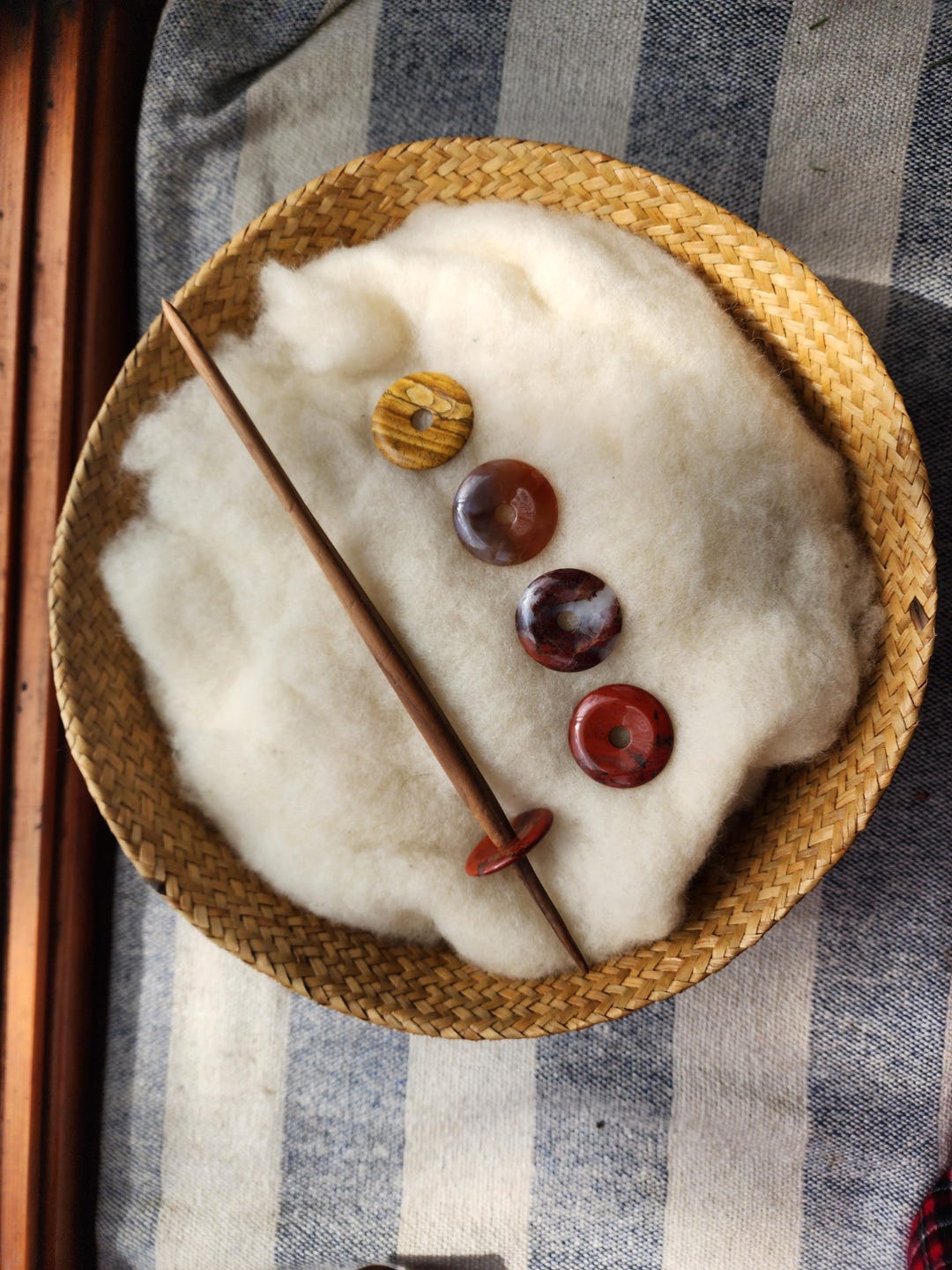 Hand Turned Walnut Medieval Spindle and Stone Whorl - Etsy