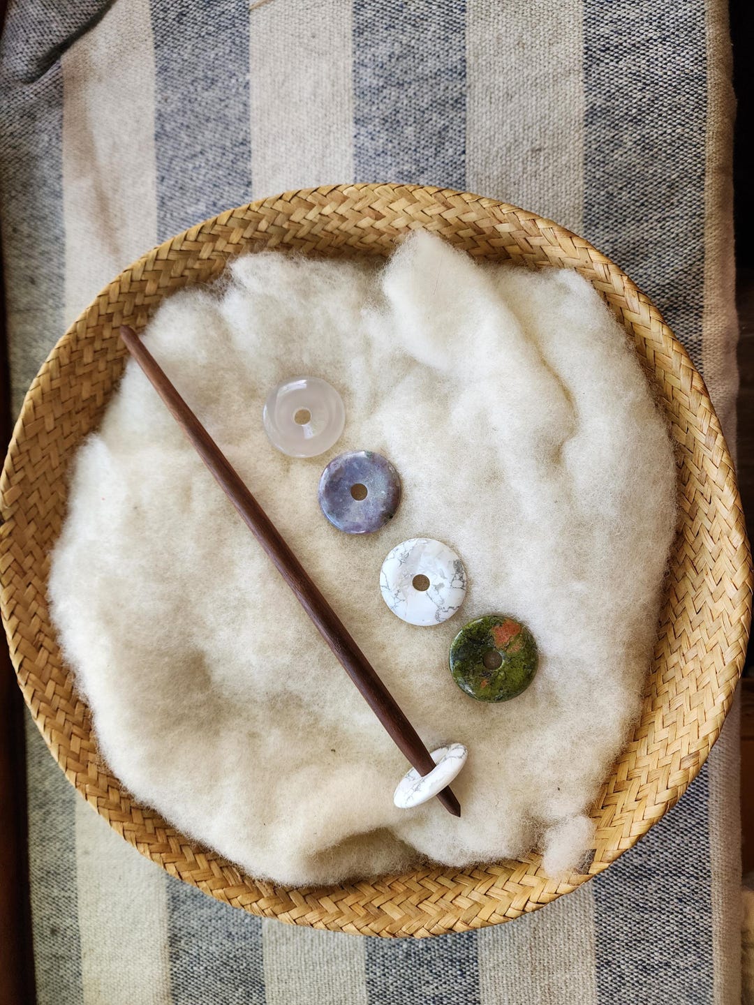 Hand Turned Walnut Medieval Spindle and Stone Whorl - Etsy