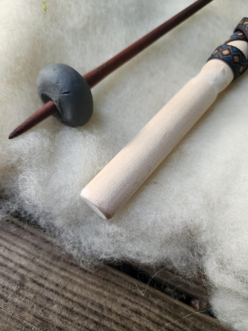 Spin Like a Viking Kit - Mahogany Spindle With Whorl, Hand Distaff, and ...