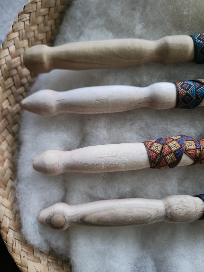Hand Distaff Hand Turned Wood Maple Mini - Etsy