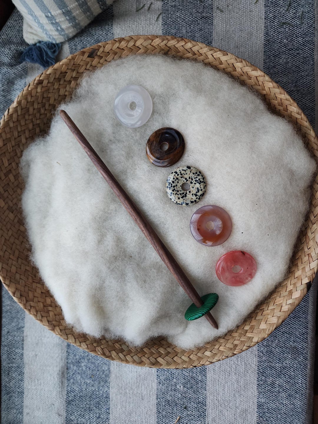 Hand Turned Walnut Medieval Spindle and Stone Whorl - Etsy
