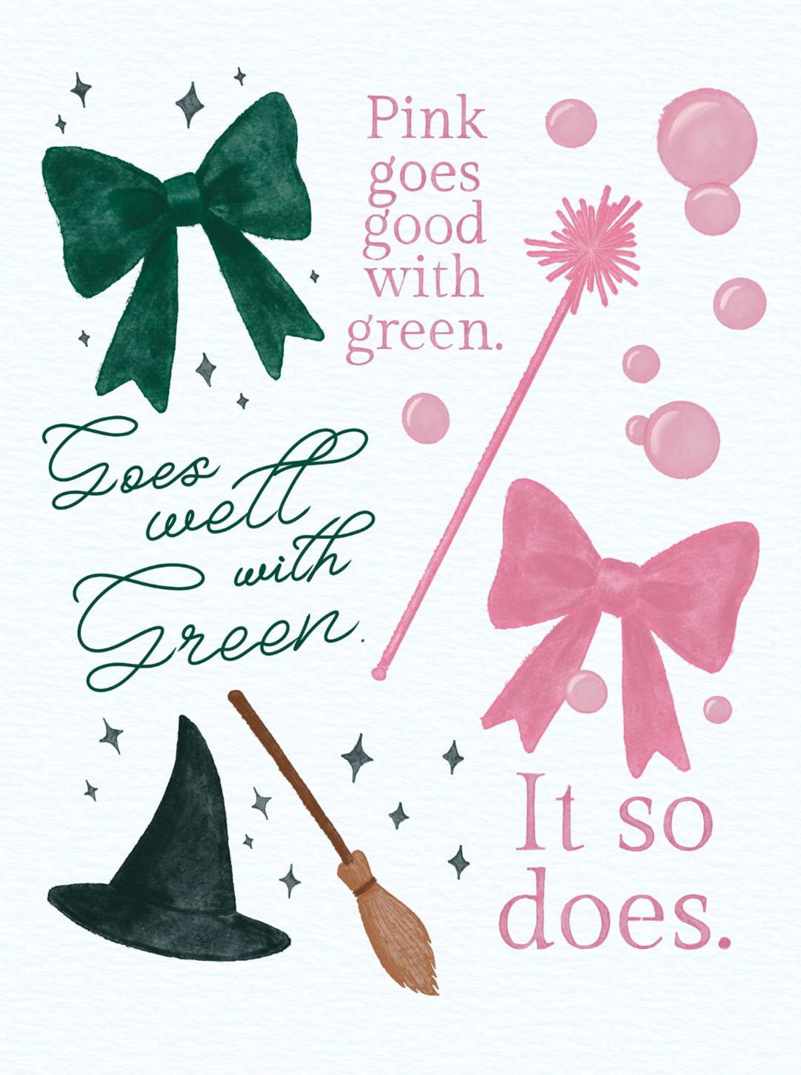 Wicked Musical Watercolor Art Print: Glinda & Elphaba (digital Download ...
