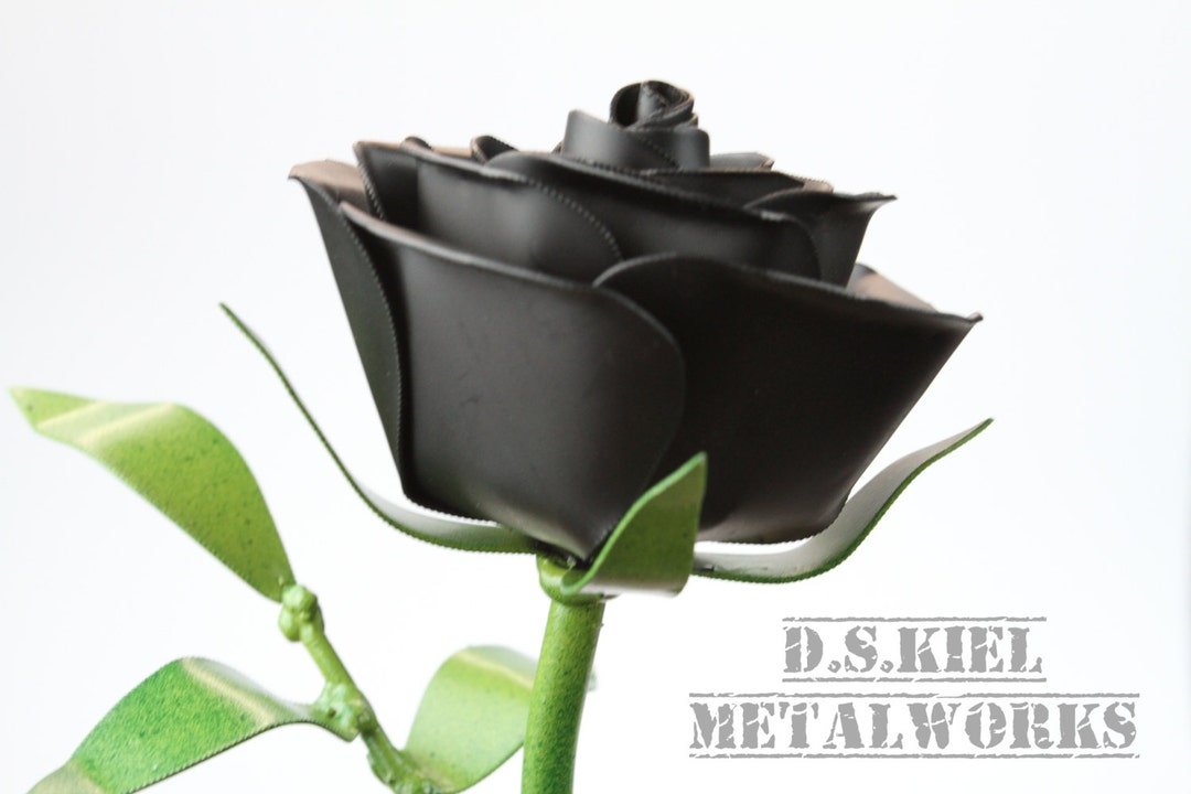 Metal Black Rose: Long Stem Steel Flower, Goth Gift - Etsy