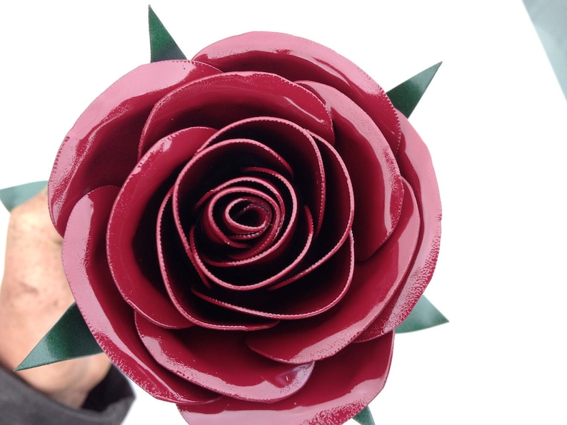 Long Stem Rose, Dark Red Rose, Metal Rose, Steel Rose, 11th Anniversary ...