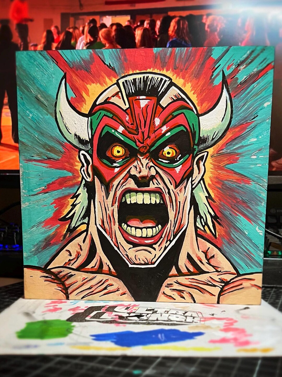 La Bestia Toro 8x8 Original Art Illustration Acrylic Paint on Wood ...