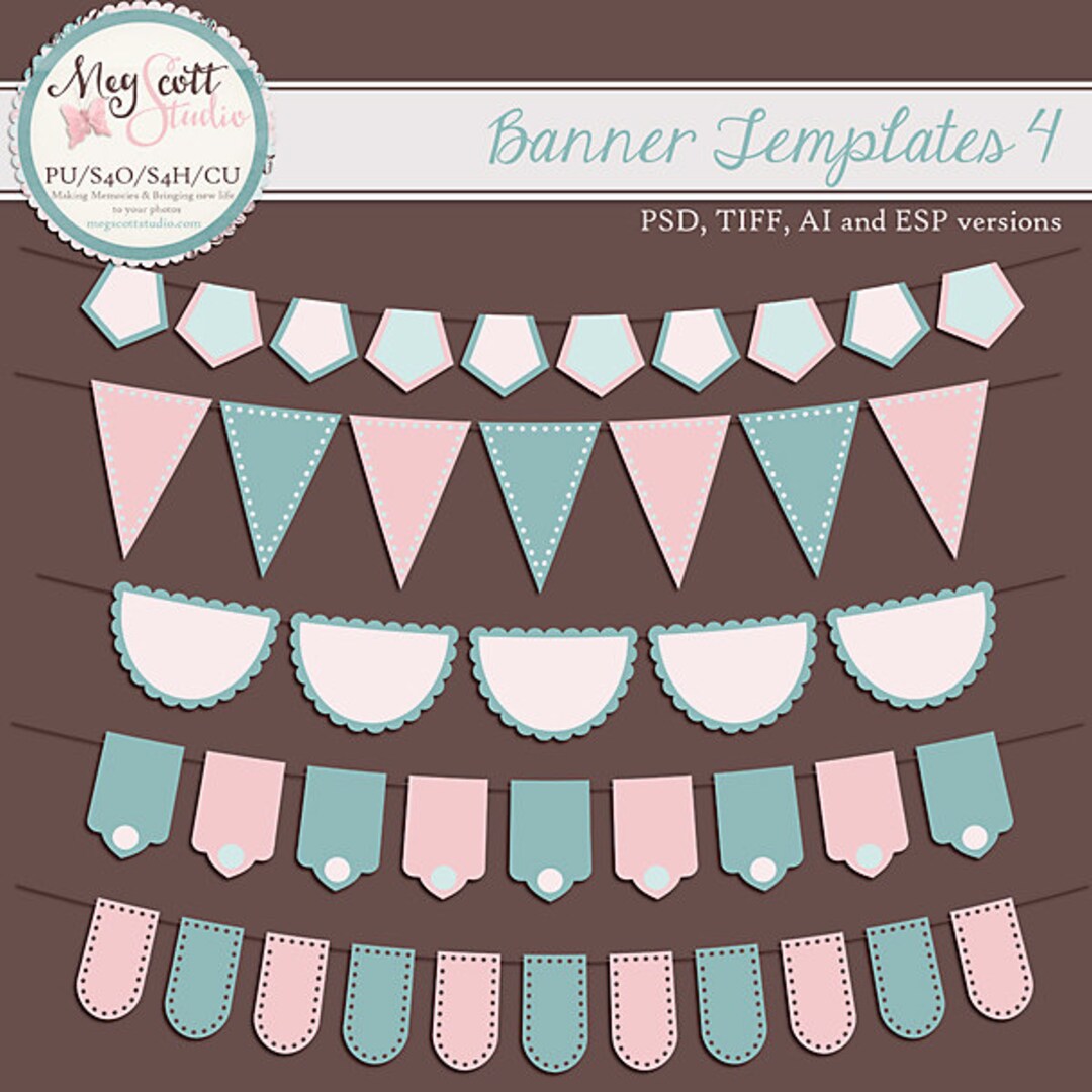Banner 4 Layered Vectors Clipart Clip Art Digital - Etsy