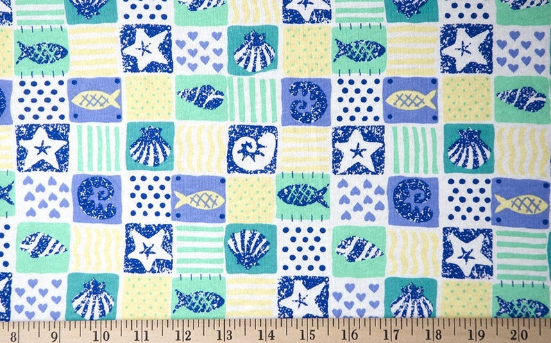Sea Life Jersey Knit Fabric by the Yard Nautical Knit Fabric - Etsy