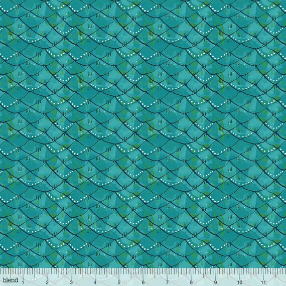 Scalloped Turquoise From Mermaid Days Fabric Collection by - Etsy