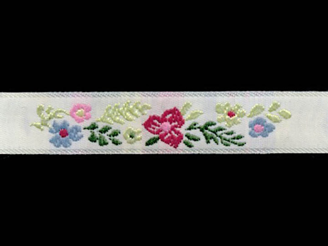 Jacquard Floral Ribbon by the Yard, 5/8 Inch Floral Jacquard Ribbon ...