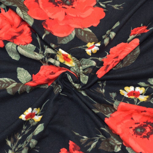 Bold Red Roses Fabric Roses Riot of Red by - Etsy