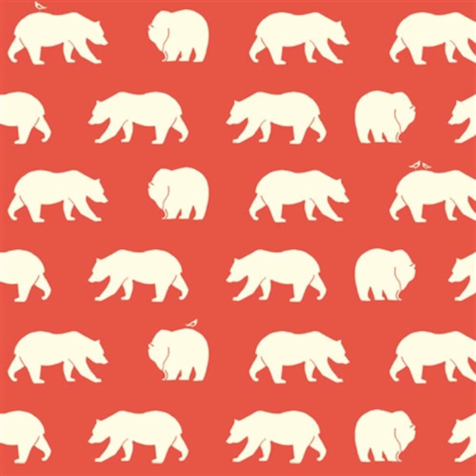 Birch Fabrics Bear Hike in Coral Knit 100% Organic Cotton Bear - Etsy