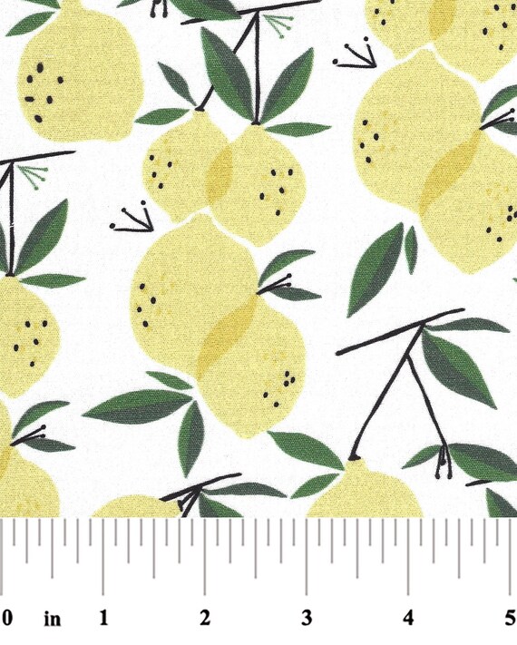 Fabric Finders Lemon Print Fabric by the Yard Print 2443 | Etsy