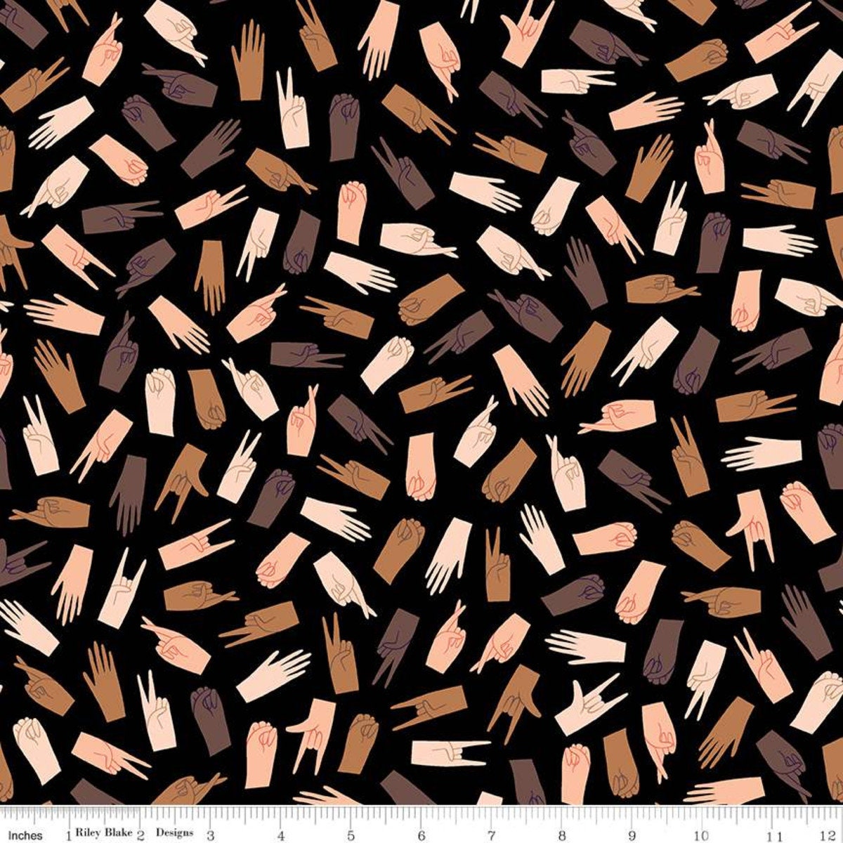 Riley Blake Hand in Hand Girl Signs Black Fabric by the Yard, Sign ...