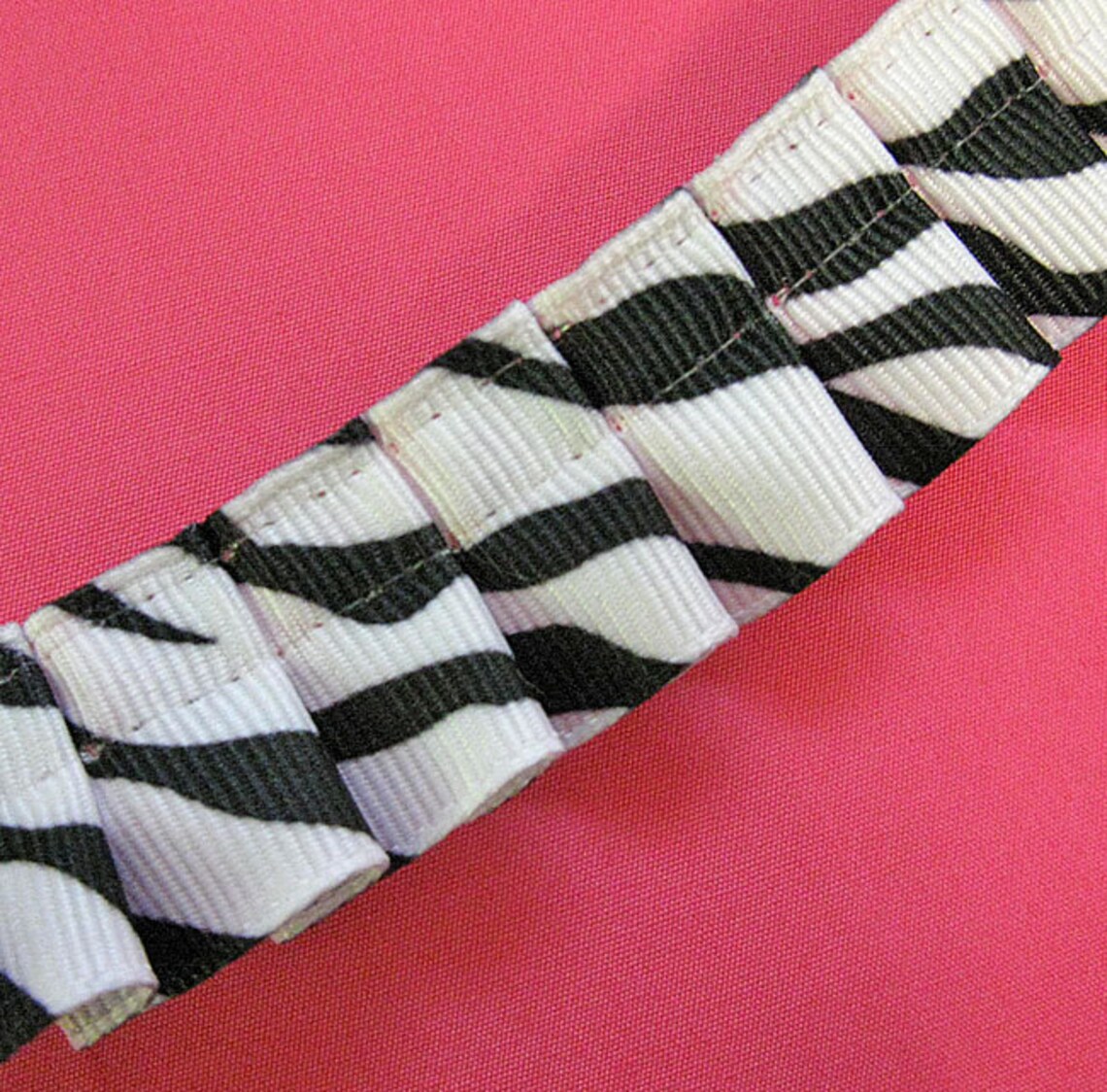 Zebra Print Pleated Grosgrain Ribbon by the Yard Gathered - Etsy