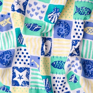 Sea Life Jersey Knit Fabric by the Yard, Nautical Knit Fabric, Printed ...