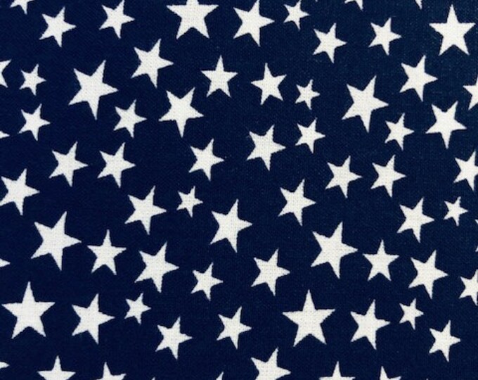 Patriotic Star Fabric REMNANT, Navy Blue Star Fabric, Blue and White ...