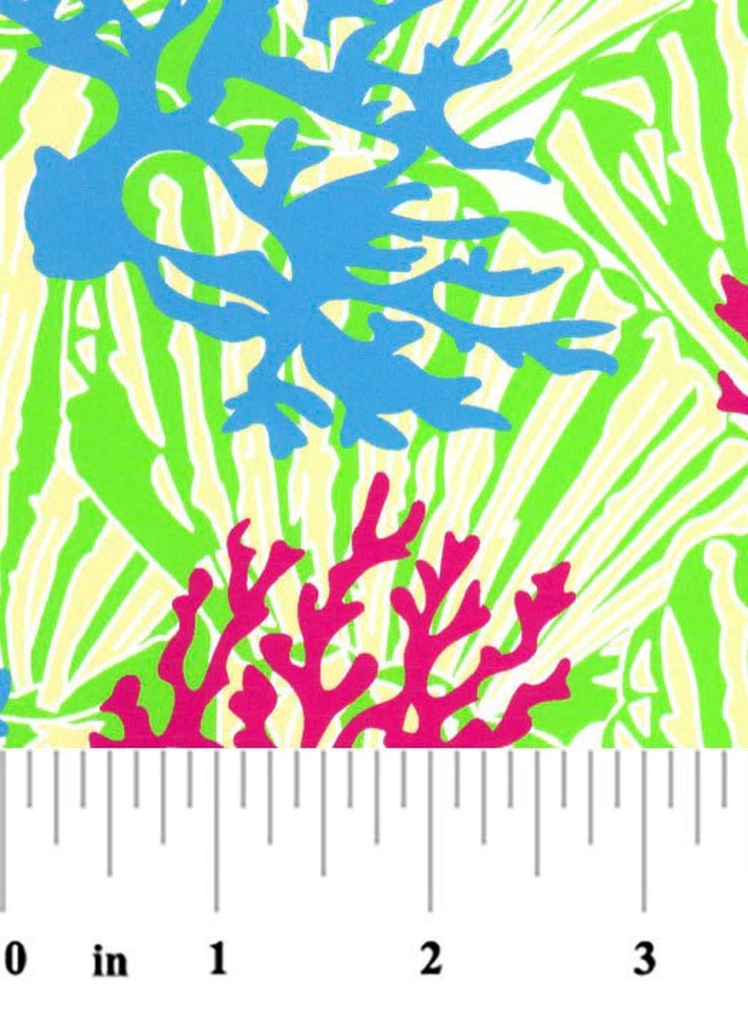 Green Coral Print Fabric From Fabric Finders, Lime Green Coral Print ...