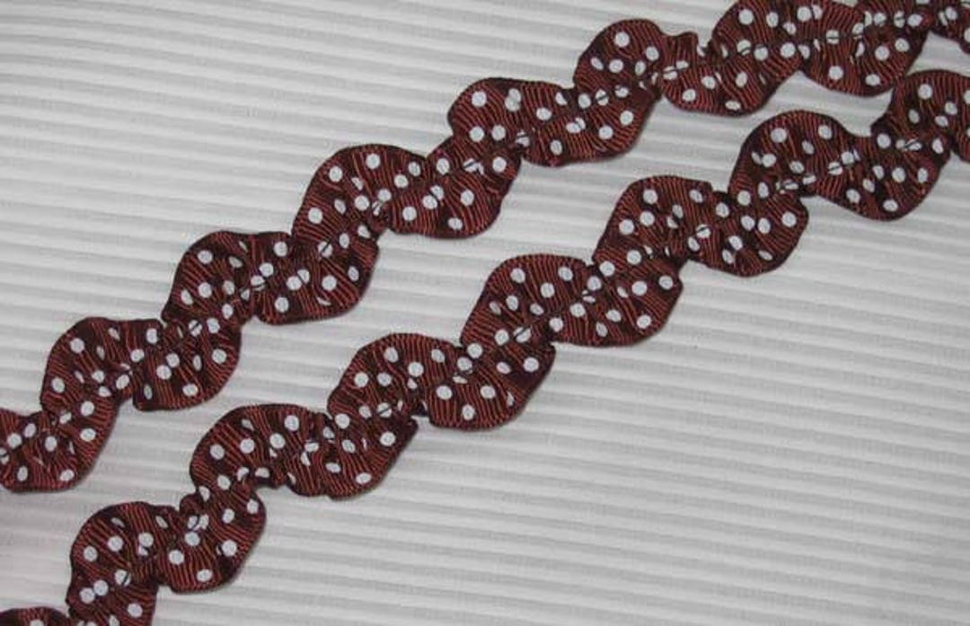 Brown Swiss Dot Rick Rack Ribbon by the Yard, Gathered Grosgrain Rick ...