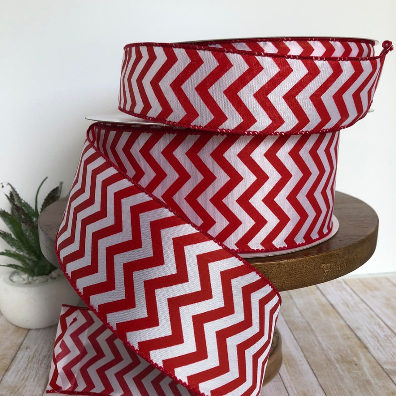 Ruban de chevron rouge et blanc câblé - Etsy France