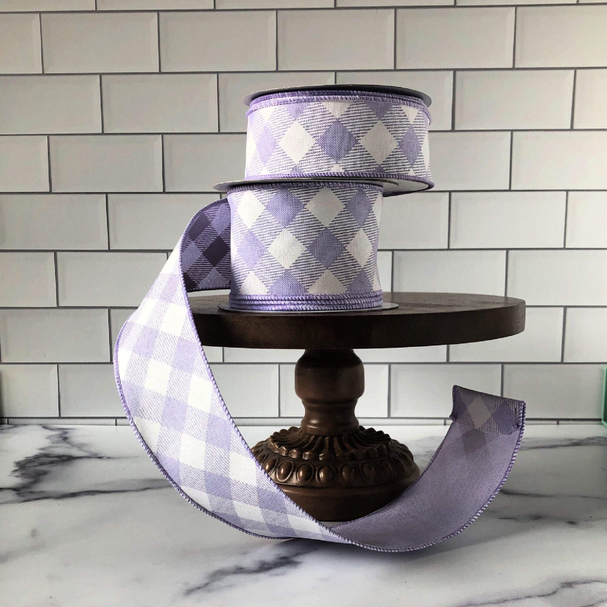 Checkered Pastel Purple and White Ribbon - Etsy