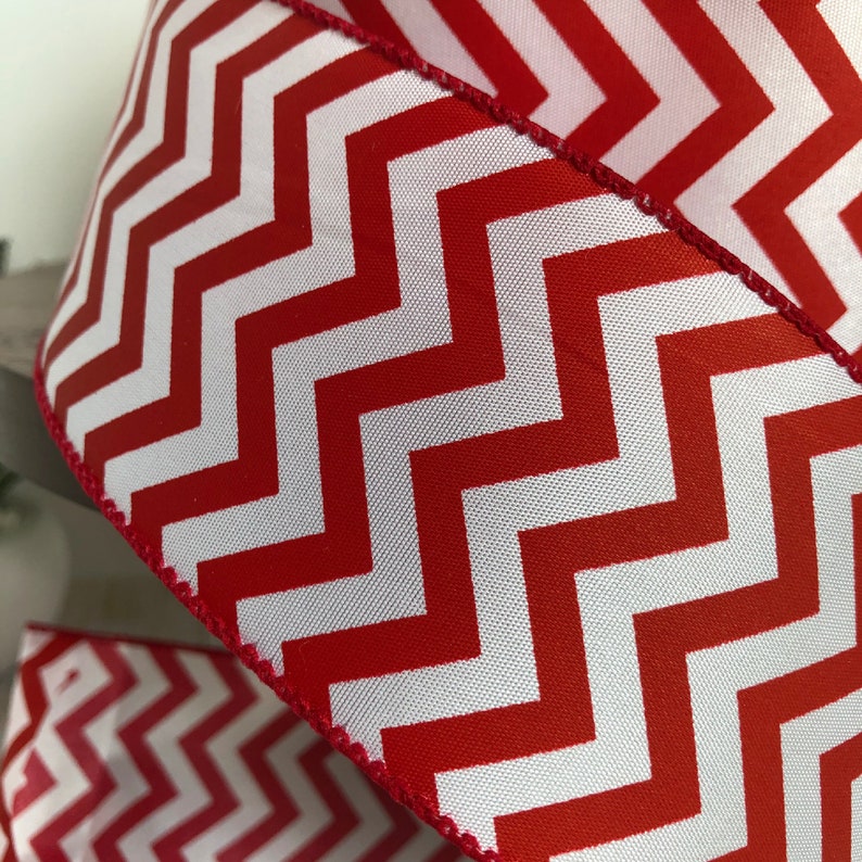 Ruban de chevron rouge et blanc câblé - Etsy France