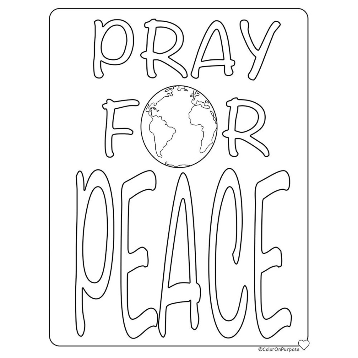 Pray for Peace Coloring Page: Heart Centered Prayer (digital Download ...