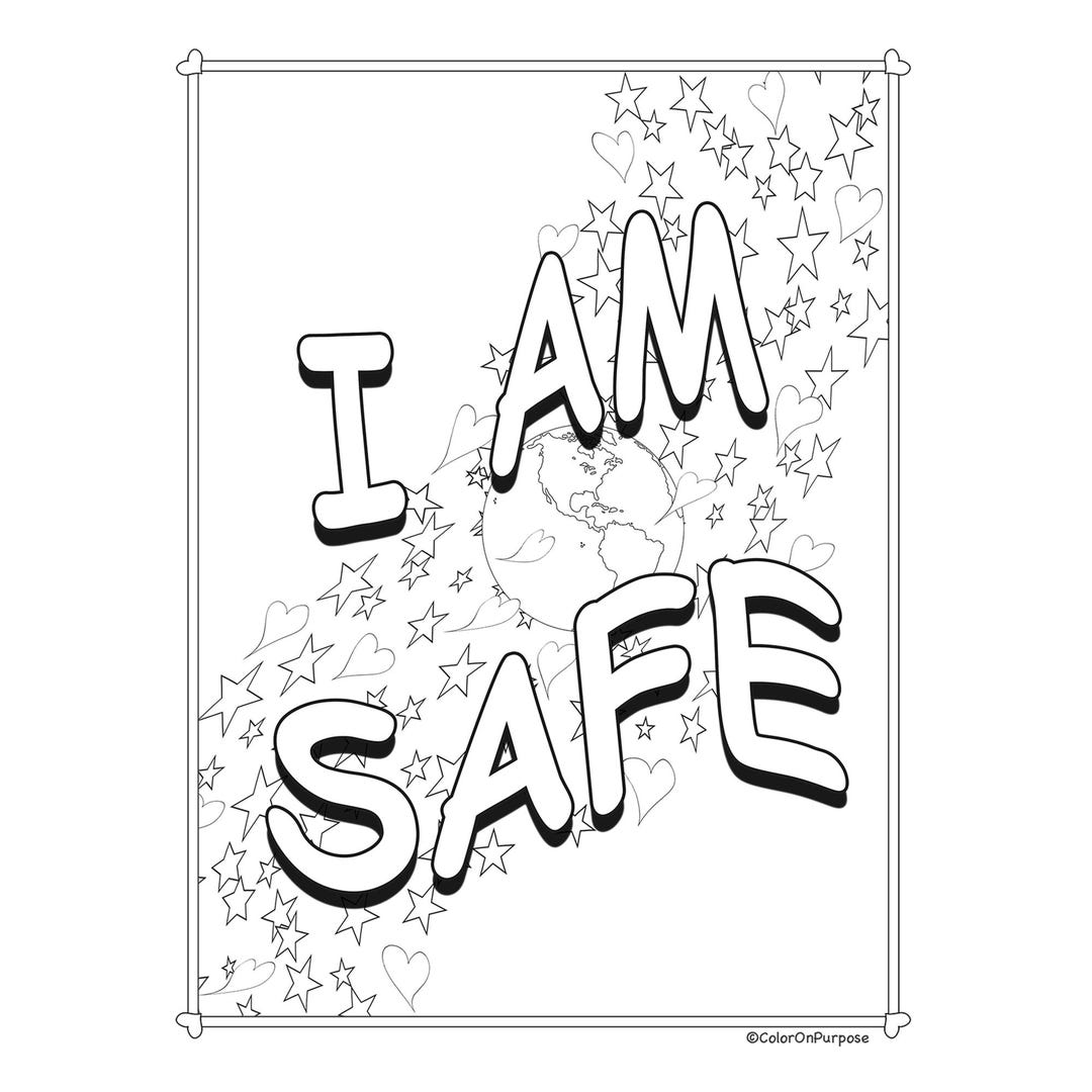I AM SAFE Affirmation Coloring Page | Printable Anxiety-relief Adult ...